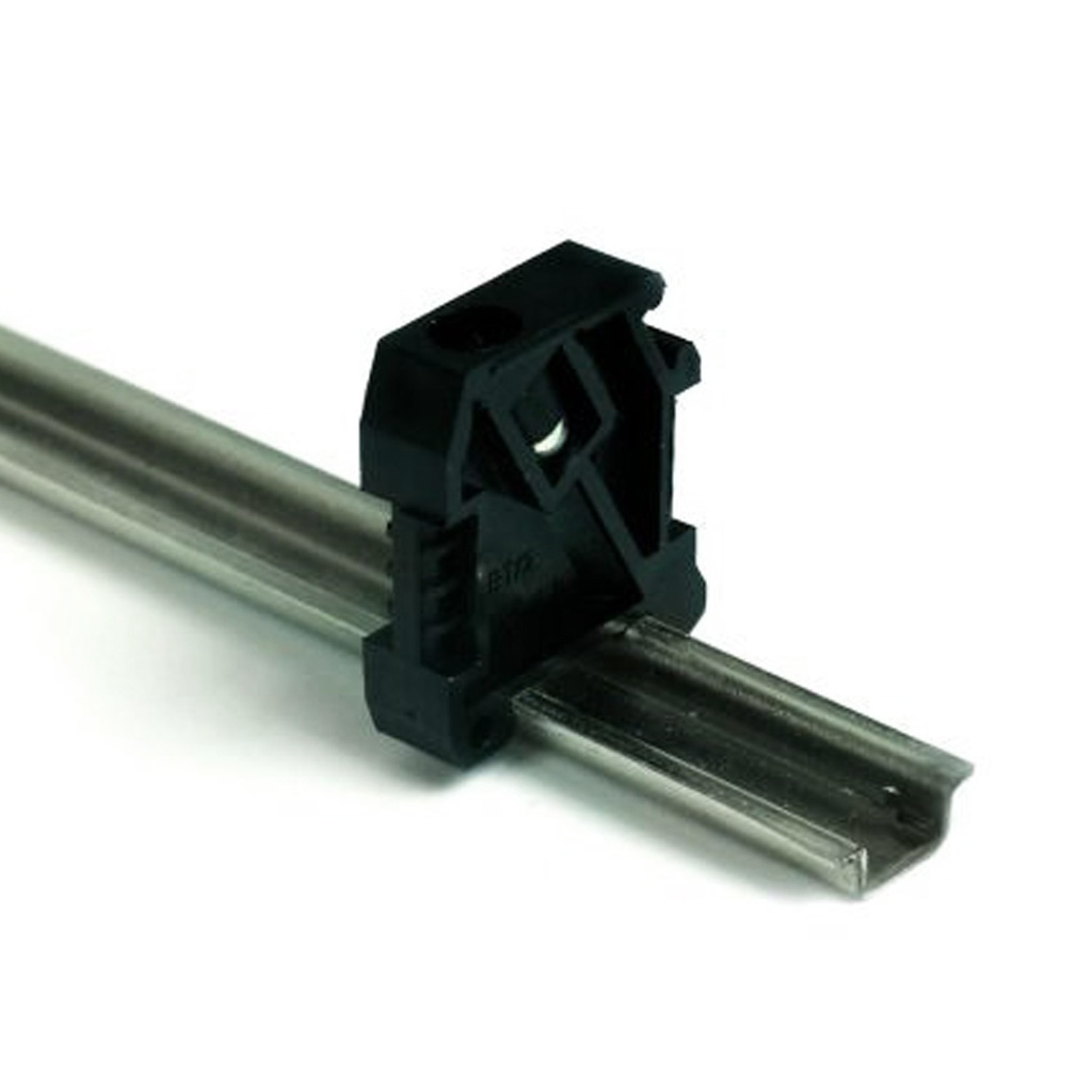 DIN Rail End Stop for Mini DIN Rail, 8mm, black polyamide | SourceASI